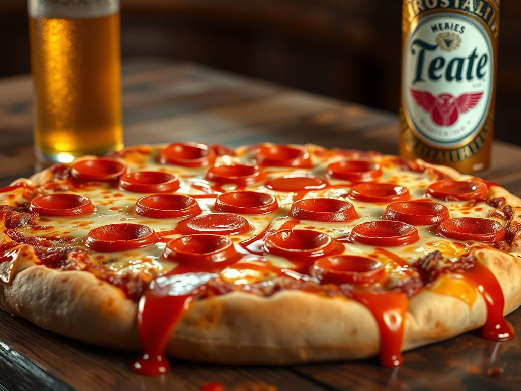 Cheesy Top Pepperoni con crazy sauce y Tecate Roja – Briseida Alcalá